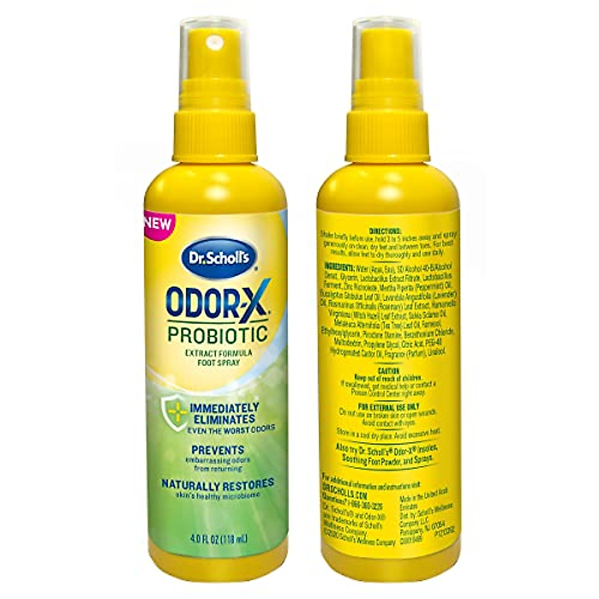 Dr. Scholl's Probiotic Foot Spray 4oz Immediately Eliminates and Prevents Odors from Returning Shoe Deoderizer, 4 Ounce