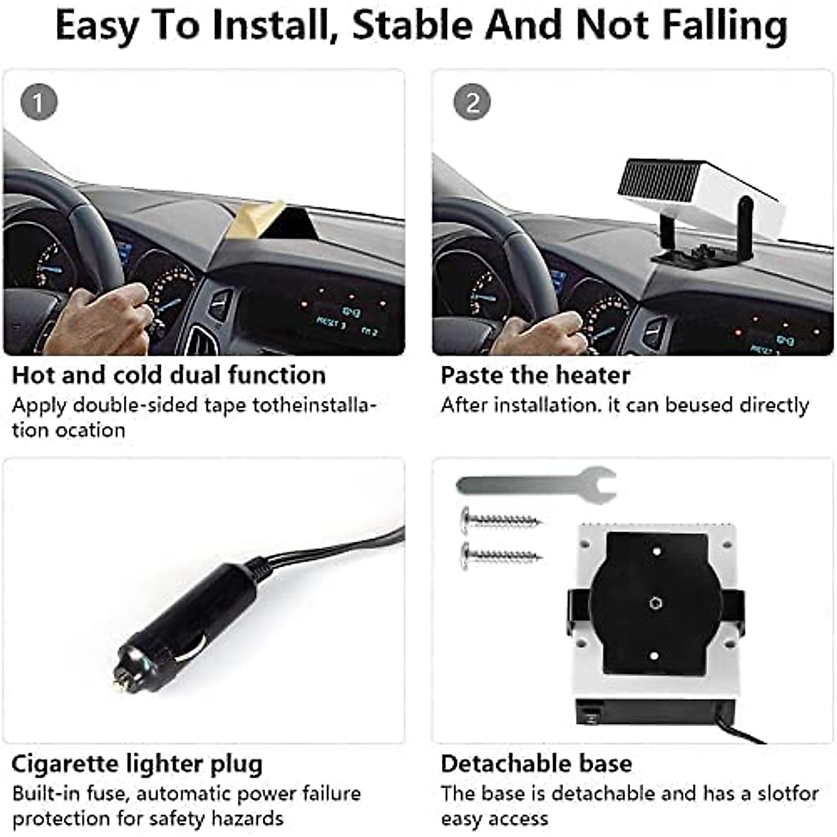 Car Defogger Heater, 12V Portable Windshield Defrosting Fast Heating Defrost Defogger,Fast Heating Portable Car Heaters Automobile Windscreen Fan in Cigarette Lighter