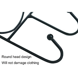 eywlwaar Over The Door 7 Hanger Rack Metal Rack for Home Use Hats Coats Key Bag Clothes Scarfs Hooks and Love Design (Black)