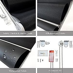 100% Blackout Roller Window Shades, Window Blinds with Thermal Insulated, UV Protection Waterproof Fabric, roll up and Down Blinds for Home and Office (Black - 20" W x 72" H)