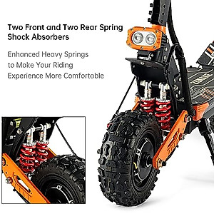 Electric Scooter for Adults,Yenghome 5600W 50 Mph 60V 28Ah Off Road E Scoocter Foldable Double Suspensions with 11 Inch Vacuum Tires and Detachable Seat&Bag