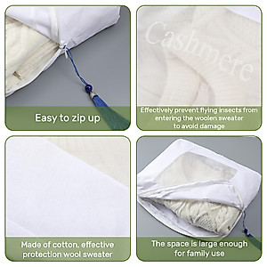 GliCraft 2 Pcs Cashmere Protection Pouch Wool Cotton Sweater Storage Bag Breathable Washable Cotton Bag for Woolen Cashmere Sweaters Storage, Cashmere, Merino Wool, and More