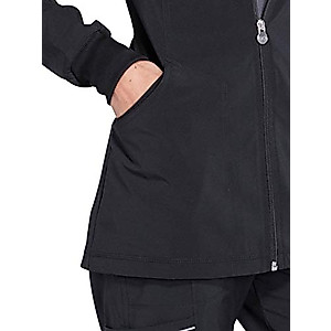 Cherokee Zip Front Womens Scrub Jacket 4-way Stretch with Lightweight, Superior Performance and Comfort, Infinity CK370A, S, Black