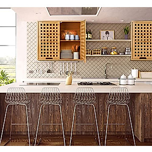 Bathroom Wall Cabinet Wall Mounted Organizer, Medicine Cabinet, Over The Toilet Storage, Bamboo Medicine Cabinets with Doors and Shelves, Wall Storage for Bathroom Kitchen Living Room (New Version)