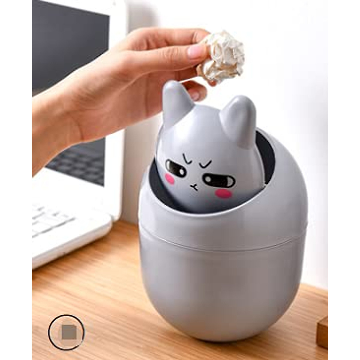 ScutPrime Can for Office Desktop Coffee Table Kitchen Small Garbage Can Cute Plastic Trash Can Shake Cover Bucket