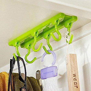 OLIVE US-Towel Hanger Home Kitchen Utensils 6 Hooks Holder Organizer Storage Rack Hanger(Green)
