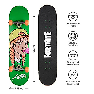 Fortnite 31" Skateboard - Cruiser Skateboard with Printed Graphic Grip Tape, ABEC-5 Bearings, Durable Deck & Smooth Wheels