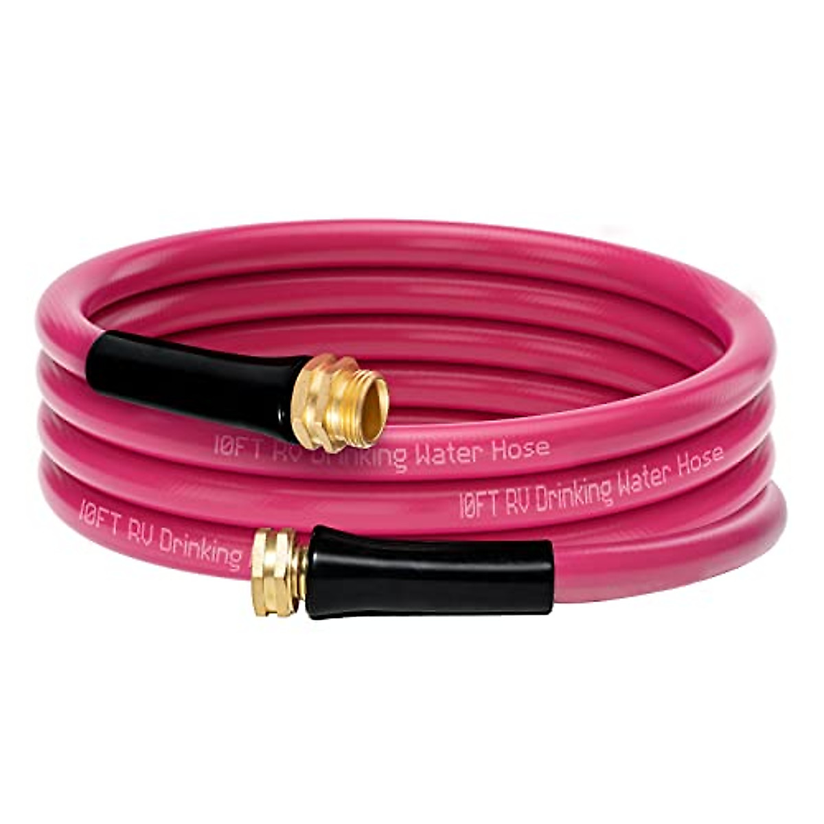 PAULINN 10Ft Garden Hose: 5/8 Inch Drinking Water Hose, 10 Feet Flexible Lightweight Garden Watering Equipment for All-weather, Outdoor, Lawn, Backyard - Rose Red