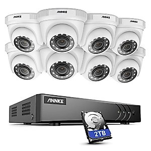 ANNKE CCTV Camera Systems 8 Channel 3K Lite H.265+ AI DVR with 2 TB HDD, Human/Vehicle Detection, (8) HD 1920TVL 1080p CCTV Dome Cameras, Instant Email and App Alerts with Snapshots