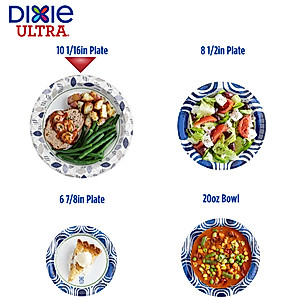 Dixie Ultra Paper Plates, 10 1/16 inch, Dinner Size Printed Disposable Plate, 172 Count (4 Packs of 43 Plates), Packaging and Design May Vary
