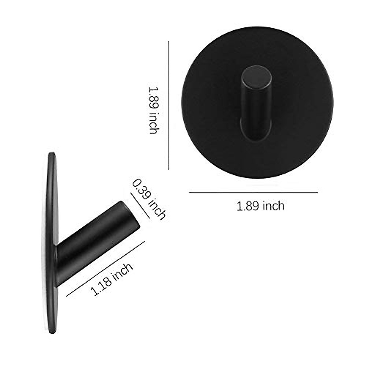 4 Pack Adhesive Hooks Metal Heavy Duty Wall Mounted 3M Sticky Hook for Hanging Coat, Scarf, Bag, Towel, Keys for Home, Bedroom, Entryway NO Damage Wall Hangers Round Matte Black