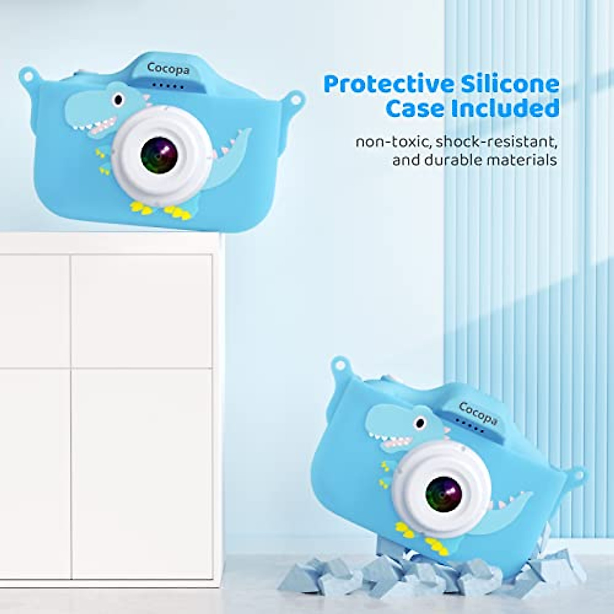 Cocopa Kids Camera Toys for 3-12 Years Old Boys Girls,HD Digital Video Cameras for Kids with Protective Silicone Cover,Christmas Birthday Gifts for 3 4 5 6 7 8 Year Old Boys with 32GB SD Card(Blue)