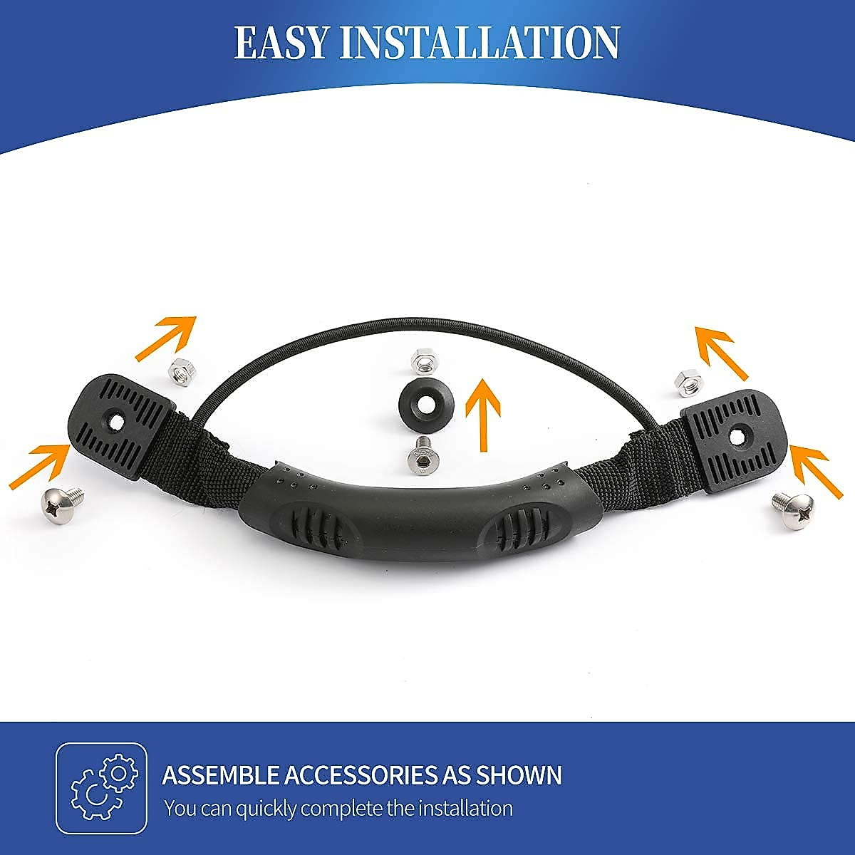 Anndason 2 Pcs Kayak Deck Fishing Boat Rod Holders and Cap Cover,and 2 Pcs Kayak Canoe Boat Side Mount Carry Handles and Hardwares