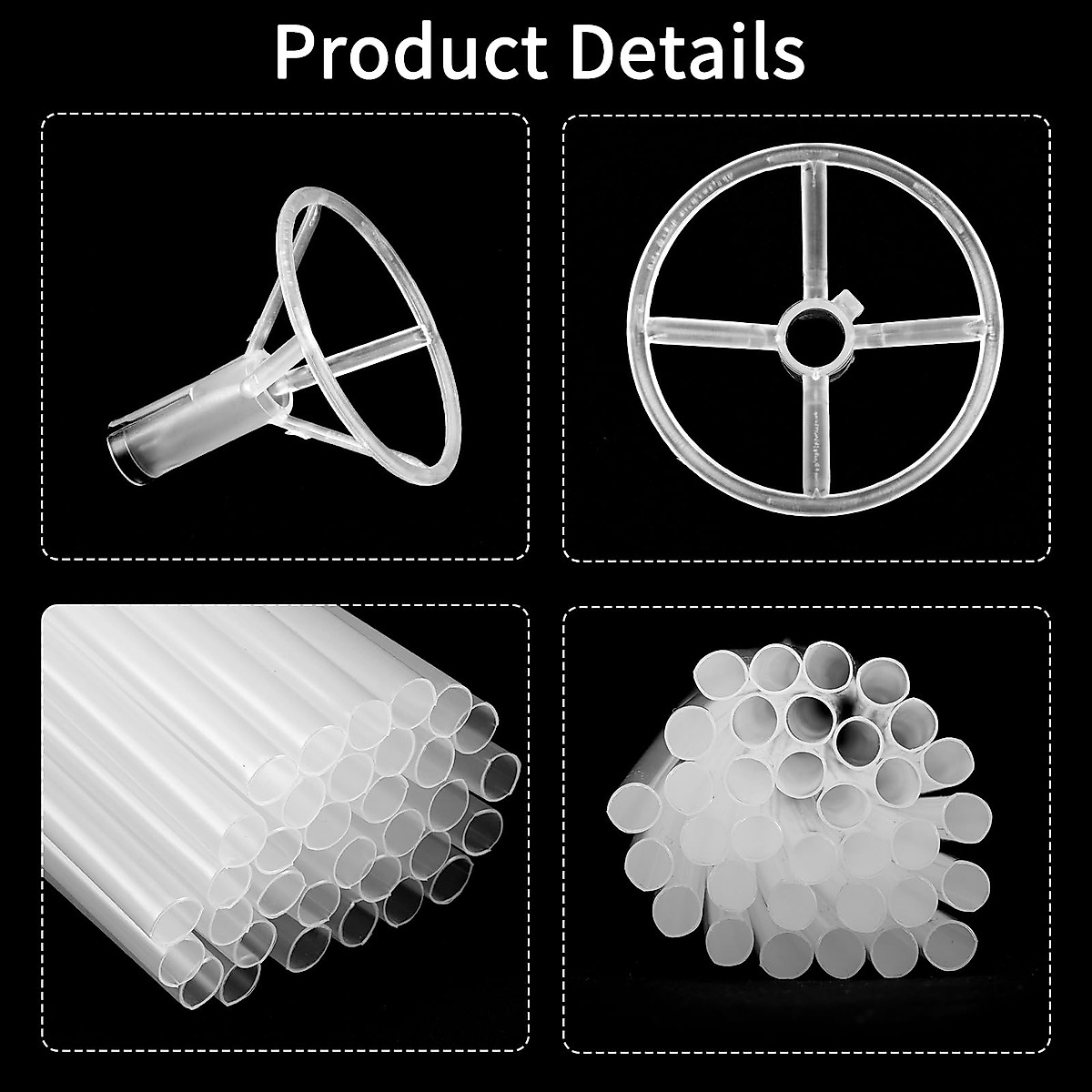 RUBFAC 35pcs Bobo Balloon Sticks with Cups Clear Big Balloon Holders Without Connector 16inch Long for Birthday Party Graduation Wedding Decorations