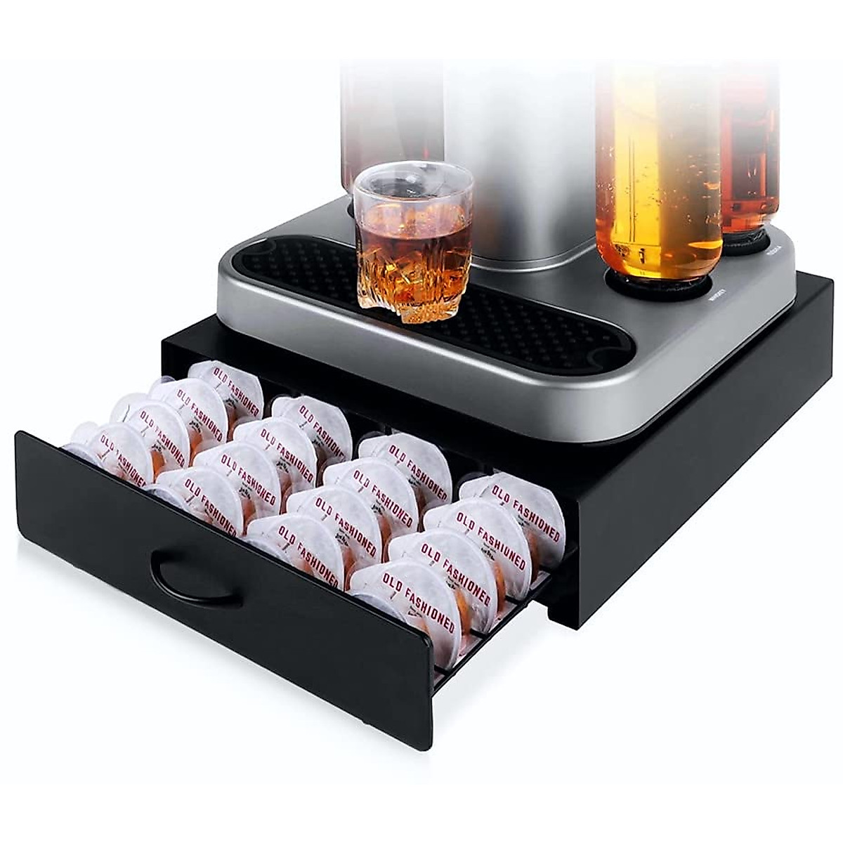 Storage Drawer for Bartesian Cocktail Capsules by Ksestor - Holds up to 40 Bartesian Pods - Compatible with BEV Black Decker Cocktail Maker - Sturdy and Stackable Bartesian Pod Holder - Bartesian - Bartesian Drink Mixer - Black Finish