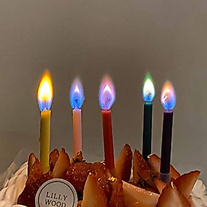 Birthday Cake Candles in Holders Cake Tricks and Decorations – Colors: red, Pink, Yellow, Blue, Green, Purple – 12 Pieces (12)