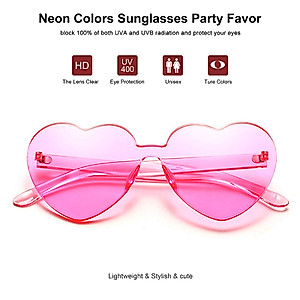 Virtue morals 8 Pairs Heart Sunglasses, Heart Shaped Transparent Candy Color Frameless Glasses Party Sunglasses