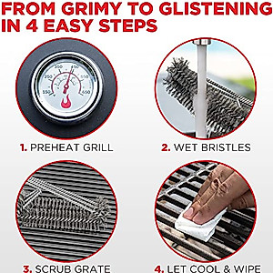 Alpha Grillers BBQ Grill Brush - Wire Grill Brush & BBQ Brush for Grill Cleaning - Grill Brush for Outdoor Grill & Gas Grill Cleaner for All BBQ Types