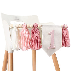 1st Birthday High Chair Banner,Pink Tassel Theme Banner For Girl,1st Birthday Photo Backdrop,Wall Hangings Decorative for Kids Bedroom Nursery Party Holiday Classroom Decoration (pink)