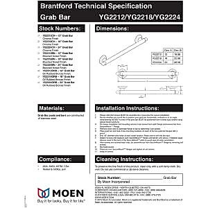 Moen YG2218BN Bathroom Safety 18-Inch Stainless Steel Traditional Bathroom Grab Bar, Brushed Nickel
