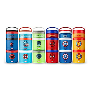 Whiskware Marvel Stackable Snack Containers for Kids and Toddlers, 3 Stackable Snack Cups for School or Travel, Spider-Man Character