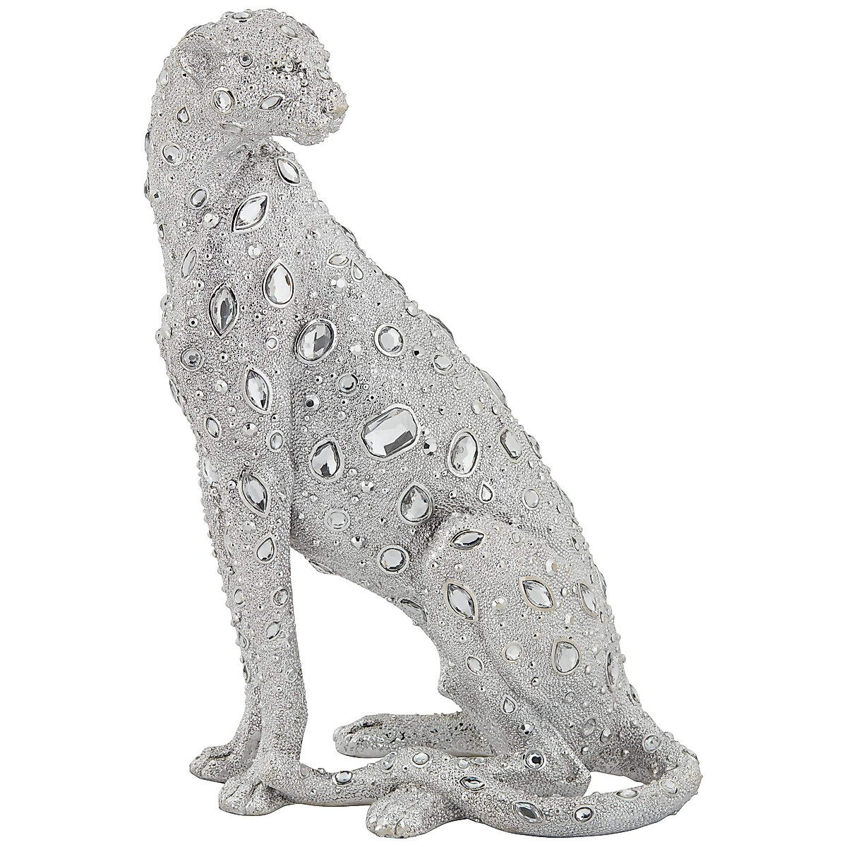 Studio 55D Sitting Leopard 16" High Silver Sculpture