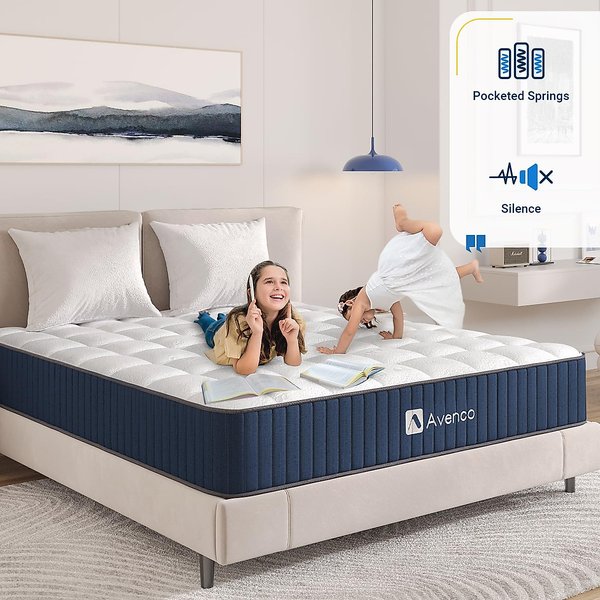 Avenco Twin Mattresses, 12 Inch Hybrid Twin Size Mattress with Latex Memory Foam Medium Firm Twin Bed Mattress in a Box, CertiPUR-US Certified & 10 Years Warranty