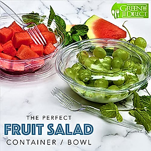 Green Direct 24 oz. Salad Containers with Lids - Pack of 50 | Clear Plastic Salad Bowls for Lunch, Serving, and Mixing