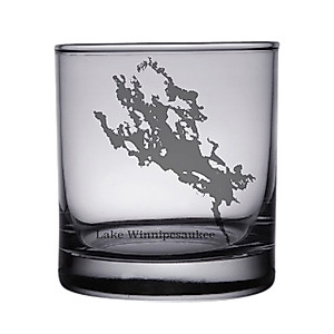 HullSpeed Designs Lake Winnipesaukee- Set of 2 Rocks Glasses - Laser Engraved