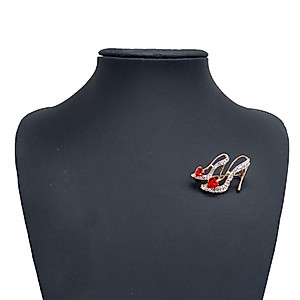 LKEEP Ladies Crystal Rhinestone High Heel Princess Shoes Brooches Women Stylish Charm Brooch Pin