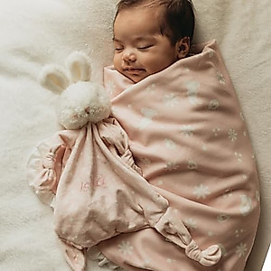 Bunnies By The Bay "Blossom" Knotty Friend Baby Stuffed Animal Blanket - Plush Baby Lovey - Best Friend Blanket - 10” Multicolour