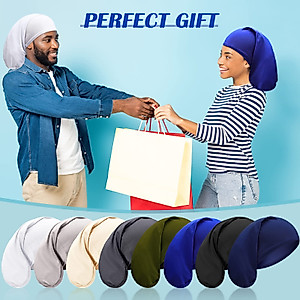 8 Pieces Unisex Dreadlock Cap Dreadlock Spandex Cap Long Hair Dreads Head Wrap Sleep Bonnet Full Cover for Men, 15 x 9 Inch (Assorted Color)