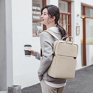 GOLF SUPAGS Travel Laptop Backpack for Women Anti Theft Slim Durable College Bookbag Business Computer Bag Fit 13.3 Inch Notebook (Apricot, 13.3 Inch)