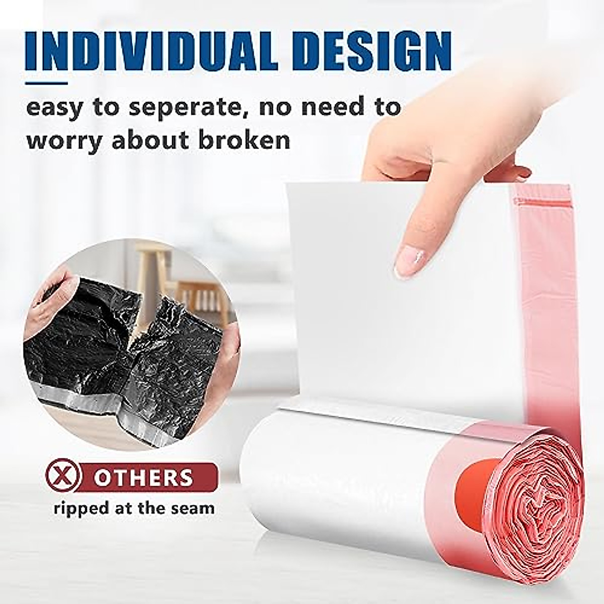 4 Gallon Trash Bags Drawstring, Small Garbage Bags Unscented, Strong Trash Can Liners, 60 Count White 4 Gal Trash Bag for Bathroom Kitchen Office