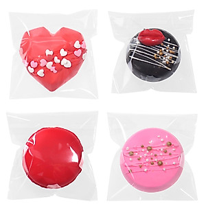 TEMLQPACK100Pcs 3 x3Inch Self Sealing Cellophane Bags Single Chocolate Covered Ore Bags Macaron Bags Brownie Bags Cookies Bags Treat Bags Candy Gift Bags for Wedding Shower Birthday Party Favors