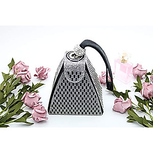 allx Full Rhinestone Fashion Evening Bag Triangle Women (black silver)