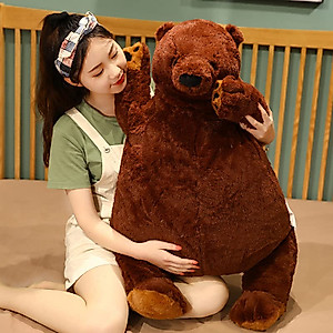 MIAOHAHA 100cm Giant Djungelskog Teddy Bear Dark Brown Plush Toy Bear Big Teddy Bear Stuffed Animal Doll Home Decor Birthday Gift for Girl,Boy (39.3in/100cm)
