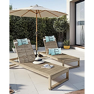 Recliner Head Pillow Ledge Loungers Chair Pillows with Insert Sweet Home Flowers Blue Wood Lumbar Pillow with Adjustable Strap Outdoor Waterproof Patio Pillows for Beach Pool Chair, 2 PCS