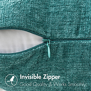 MIULEE Pack of 2 Couch Throw Pillow Covers 18x18 Inch Soft Teal Chenille Pillow Covers for Sofa Living Room Solid Dyed Pillow Cases