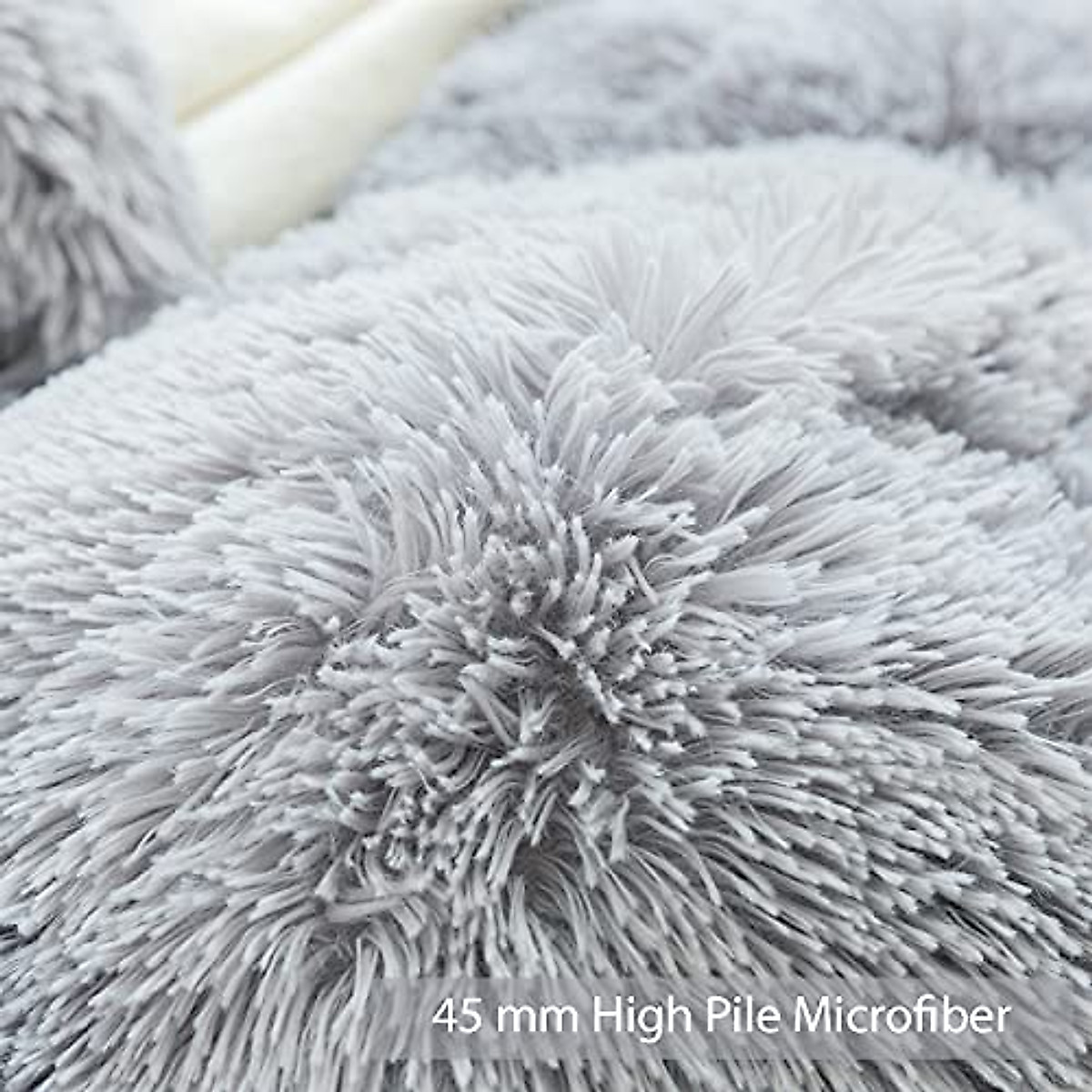 LUOYUAN Plush Shaggy Duvet Cover Set 3 Pieces Aesthetic Fluffy Comforter Cover Set Ultra Soft Crystal Velvet（1 Faux Fur Comforter Cover + 2 Faux Fur Pillowcases）,Zipper Closure(Queen，Light Grey)