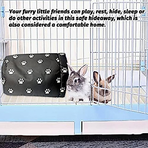 Bunny Cave Bed Small Animal Warm Nest Habitats Guinea Pig Hideouts Cage Accessorie for Hamster Rat Mice Chinchilla Flying Squirrel (Black)