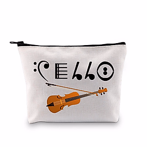 BDPWSS Cello Gift Cello Player Gift Cello Music Note Makeup Bag Funny Cello Cellist Orchestra Musician Zipper Travel Pouch (Cello note bag)