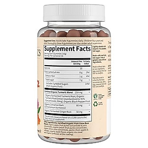 Garden of Life Organics Turmeric Inflammatory Response Gummy - 120 Real Fruit Gummies for Kids & Adults, 50Mg Curcumin (95% Curcuminoids), No Added Sugar, Organic, Non-GMO, Vegan & Gluten Free