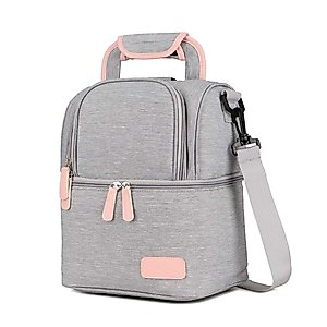 Meichoon Breast Pump Backpack Breastmilk Cooler & Insulated Baby Bottle Bag Waterproof - Portable Thermal Insulated Lunch Bag/Large Capacity Handbag/Baby Milk Freezer for Work Mommy Women XC01 Grey