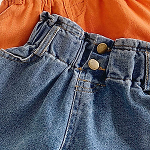 Moru Toddler Baby Girls Casual Denim Shorts Summer High Waisted Jeans Short (Blue, 12-24 Months)