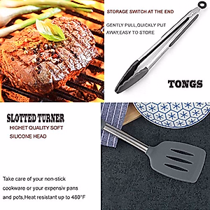 Kitchen Utensil Set,Silicone Cooking Utensils, Kitchen Utensils Set with Stainless Steel Handle,Silicone Spatula Set Utensil Set, Cooking Utensil Set,Kitchen Tools Gadgets for Nonstick Cookware