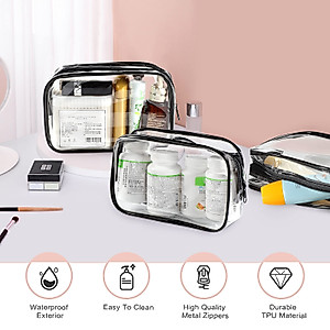 18 Pack Clear Makeup Bags Clear Cosmetic Bag PVC Plastic Zippered Pouches Portable Toiletry Bags for Women Men Travel Vacation Bathroom Organizing (Black Border)