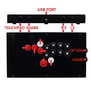 TruBoost FightBox F8-PS All Buttons Arcade Joystick Game Controller For PS4/PS3/PC Sanwa OBSF-24 30 Leverless-Style