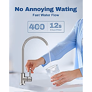 Deepuro Reverse Osmosis Water Filtration System RO Water Filter System Under Sink Tankless 400GPD with 5-Stage Filtration, Water Purification RO Units, Filters Life Monitor & Smart Touch Panel, WS4A