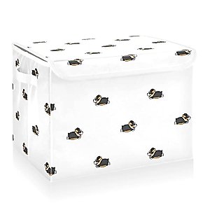 CaTaKu Funny Little Corgi Storage Bins with Lids and Handles, Fabric Large Storage Container Cube Basket with Lid Decorative Storage Boxes for Organizing Clothes